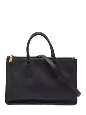 Prada Logo Plaque Double Zip Handbag - Black