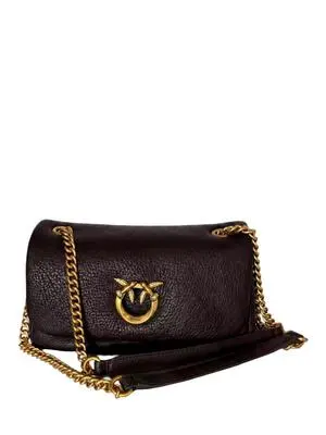 Pinko Love Birds Leather Crossbody Bag - Brown