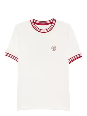 Drole De Monsieur Logo-embroidered Striped-trim T-shirt - White