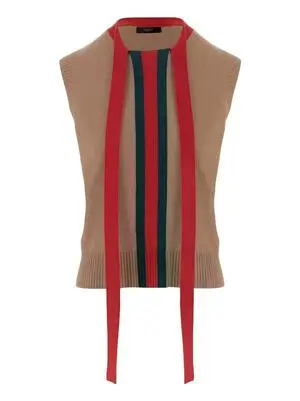 GUCCI Gucci Sleeveless Tie-Neck Pullover With Vertical Stripes