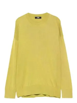 Alpha Studio Crew Neck Sweater With Side Slits - Green