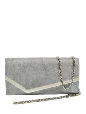 JIMMY CHOO Emmie Glitter Clutch Bag Silver