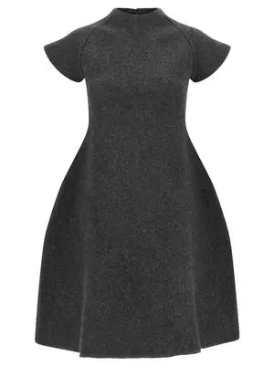 JIL SANDER Mock Neck A-line Mini Dress - Grey