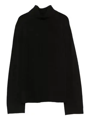Alpha Studio Long-sleeve High-neck Fine Knit Sweater - Black