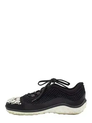 Miu Miu Crystal Embellished Mesh Sneakers - Black