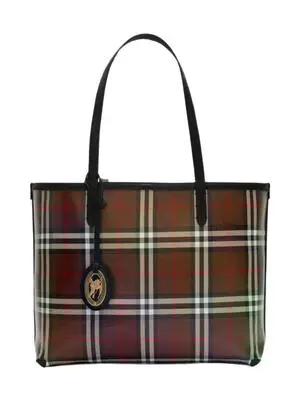 BURBERRY Burberry Small Check Tote In Coated Cotton Canvas