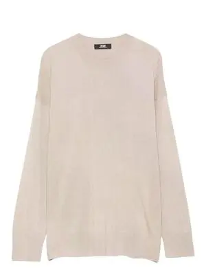 Alpha Studio Side-slit Crew Neck Sweater - Neutrals