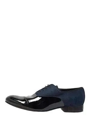 LOUIS VUITTON Patent Leather And Denim Oxford Shoes - Black