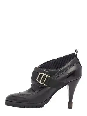 HERMÈS Hermès Black Leather Ankle Boots With Metal Buckle