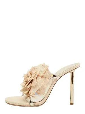 LE SILLA Rose Appliqué Raffia Stiletto Sandals - Neutrals