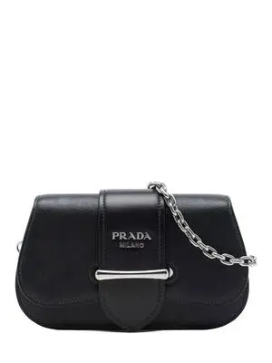 Prada Saffiano And City Calf Sidonie Crossbody Bag - Black