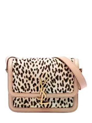 Saint Laurent Saint Laurent Small Calf Hair Leopard Print Satchel Crossbody Bag Neutrals