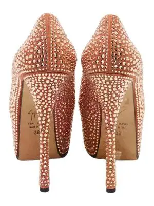 GIUSEPPE ZANOTTI Liza Crystal-embellished Peep-toe Platform Pumps - Orange