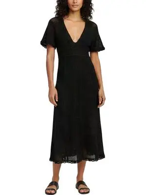 Dior Crochet V-neck Midi Dress - Black