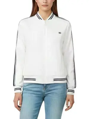 CELINE Celine Triomphe Stripe-Detail Zip-Up Sweater