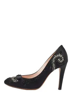 MOSCHINO Moschino Embellished Satin Stiletto Pumps