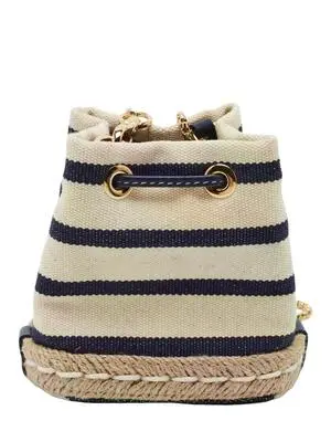 PRADA Mini Striped Triangle Logo Bucket Bag