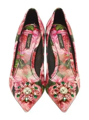 Dolce & Gabbana Bellucci Crystal-embellished Floral Brocade Pumps - Pink