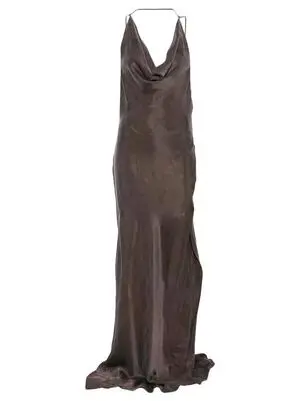 Andamane Cowl Neck Backless Maxi Dress - Brown