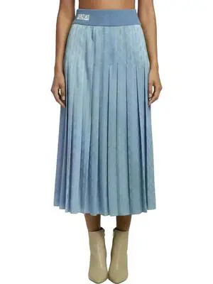 Fendi Jacquard Pleated Midi Skirt - Blue