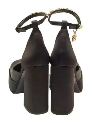 VERSACE Versace Black Satin Crystal-Embellished Platform Pumps