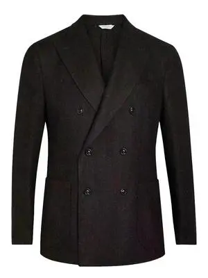 Boglioli Double-breasted Herringbone Blazer - Brown