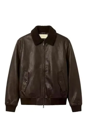 CALVIN KLEIN Calvin Klein Shearling Collar Faux-Leather Bomber Jacket