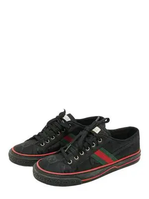 Gucci Tennis 1977 Lace-up Sneakers With Monogram Pattern - Black