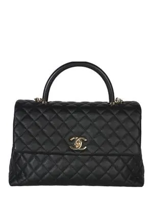 CHANEL Chanel Quilted Caviar Coco Top Handle Bag
