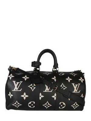 LOUIS VUITTON Cream Giant Monogram Empreinte Keepall Bandouliere 45 - Black