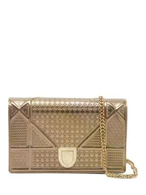 Dior 2018 Diorama Microcannage Clutch Bag Gold