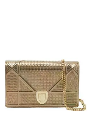 Dior Christian Dior 2018 Diorama Microcannage Clutch Bag Gold