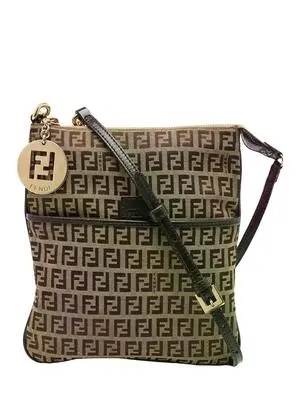 Fendi Zucca Flat Crossbody Bag - Neutrals