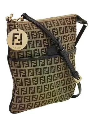Fendi Zucca Flat Crossbody Bag - Neutrals