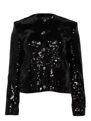 THEORY Theory Black Sequin Embellished Cropped Jacket