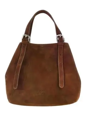 AUTENTICA 504 Small Galatea Suede Tote Bag - Brown