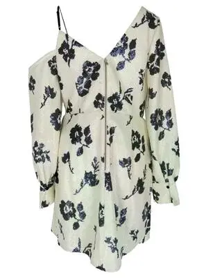 SELF-PORTRAIT Self-Portrait Floral Sequined Wrap Mini Dress