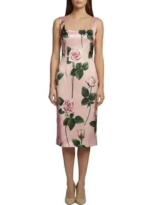 DOLCE & GABBANA Floral-print Satin Midi Dress