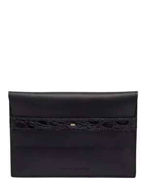 GIUSEPPE ZANOTTI Crocodile-embossed Flap Clutch Bag - Black