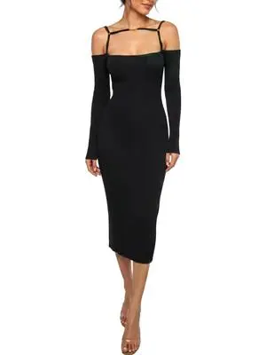 Jacquemus La Robe Sierra Rib-knit Midi Dress - Black