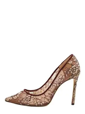 JIMMY CHOO Jimmy Choo Romy Floral-Lace Pumps Brown
