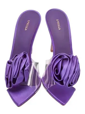 LE SILLA Le Silla Floral Appliqué Stiletto Slide Sandals Purple