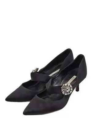 MANOLO BLAHNIK Manolo Blahnik Crystal Embellished Mary Jane Pumps