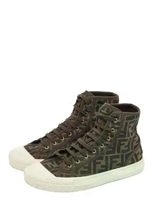 Fendi Ff-motif High Top Sneakers - Brown