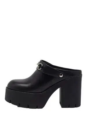 GUCCI Gucci Black Leather Horsebit Platform Mules