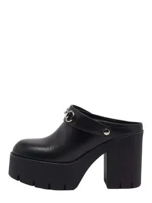 GUCCI Gucci Black Leather Horsebit Platform Mules
