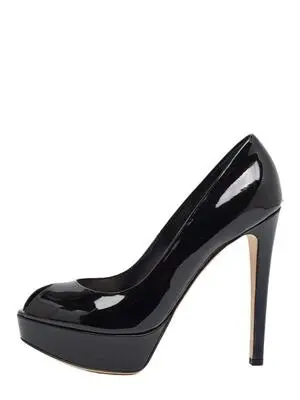 Dior Patent Leather Peep-toe Pumps - Black