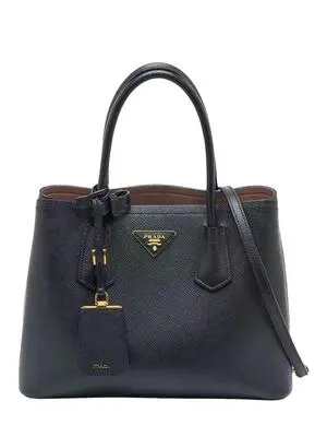 Prada Prada Saffiano Leather Tote Bag With Enamel Triangle Logo Blue