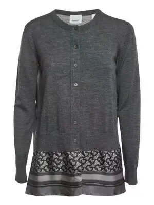 BURBERRY Monogram-printed Scarf-panel Cardigan