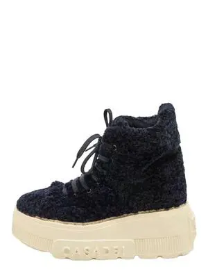 CASADEI Shearling Platform Lace-Up Boots
